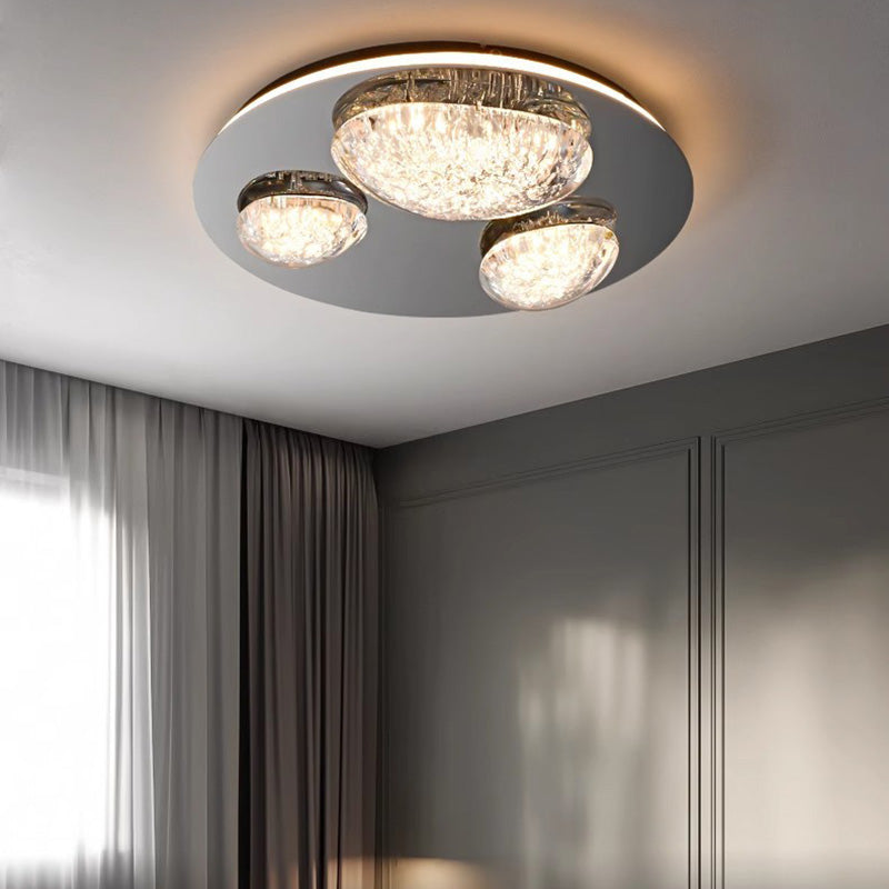 Contemporary Luxury Round Stainless Steel Acrylic LED Flush Mount ...